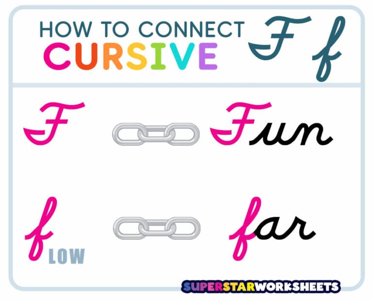 Cursive F - Superstar Worksheets