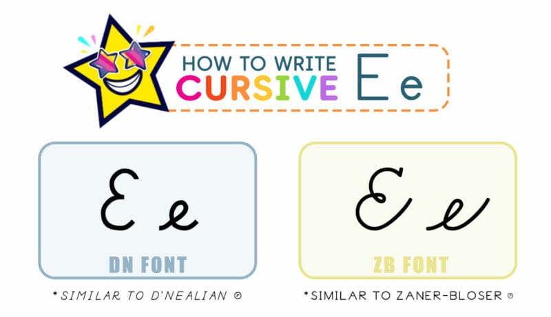 Cursive E - Superstar Worksheets