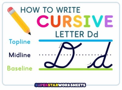 Cursive D - Superstar Worksheets