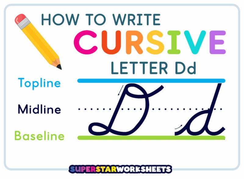 Cursive D - Superstar Worksheets