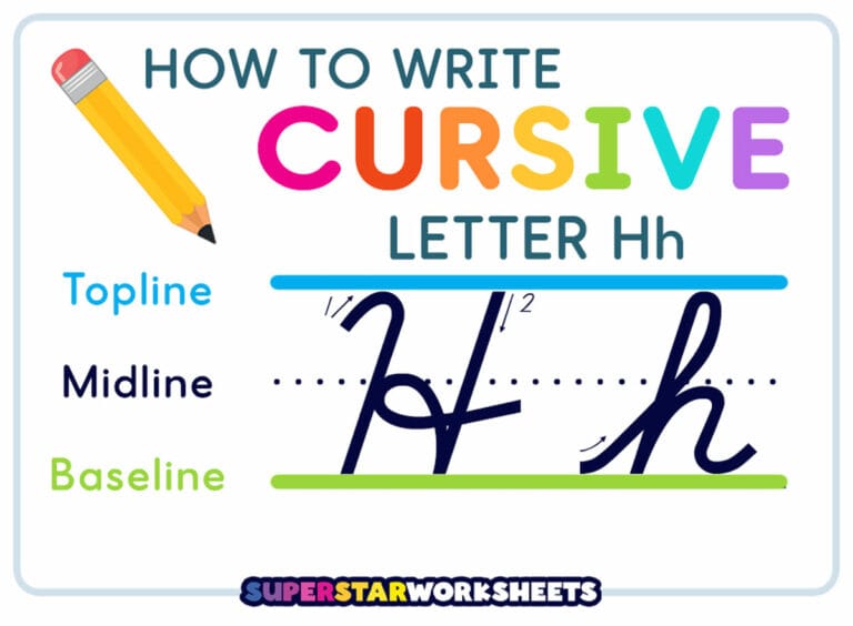 Cursive H - Superstar Worksheets