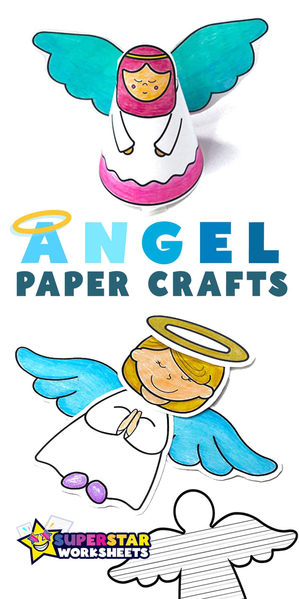 Angel Template (Free Printables) - Superstar Worksheets