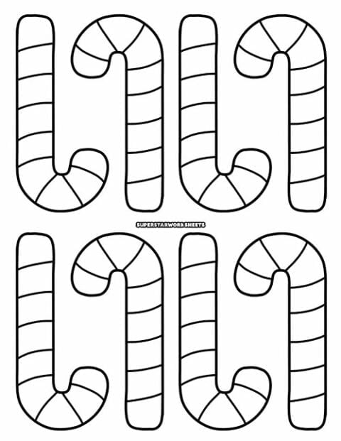 Candy Cane Template (Free Printables) - Superstar Worksheets