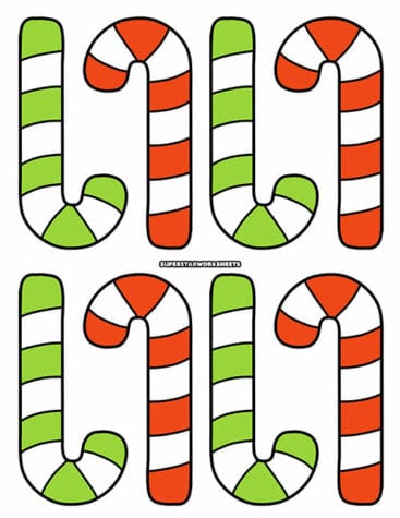 Candy Cane Template (Free Printables) - Superstar Worksheets