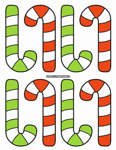 Candy Cane Template (Free Printables) - Superstar Worksheets