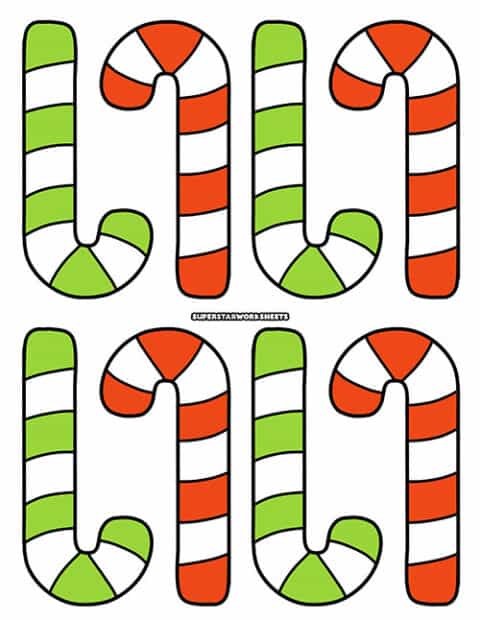 Candy Cane Template (Free Printables) - Superstar Worksheets