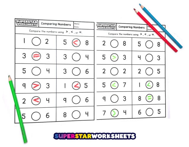 Comparing Numbers Worksheets - Superstar Worksheets