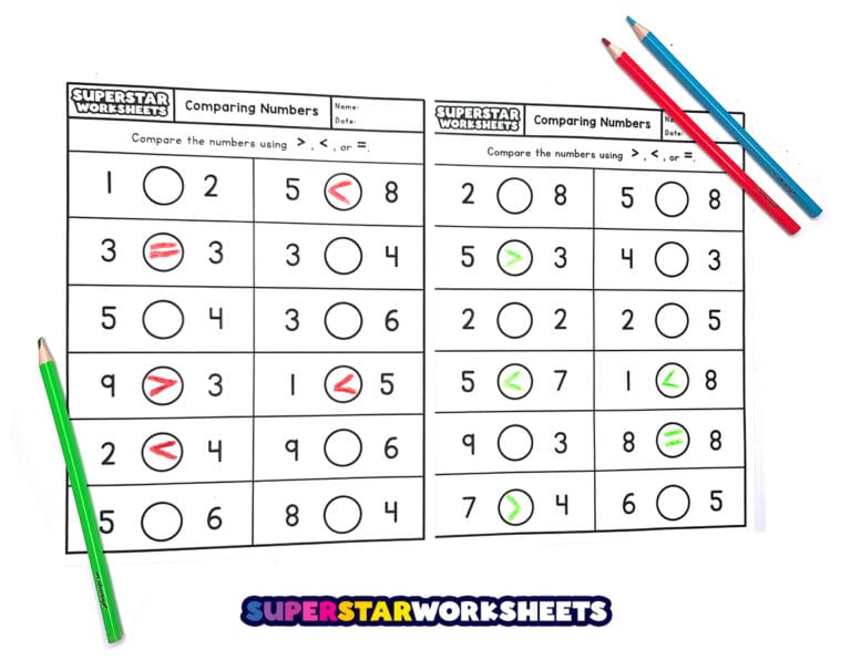 Comparing Numbers Worksheets - Superstar Worksheets