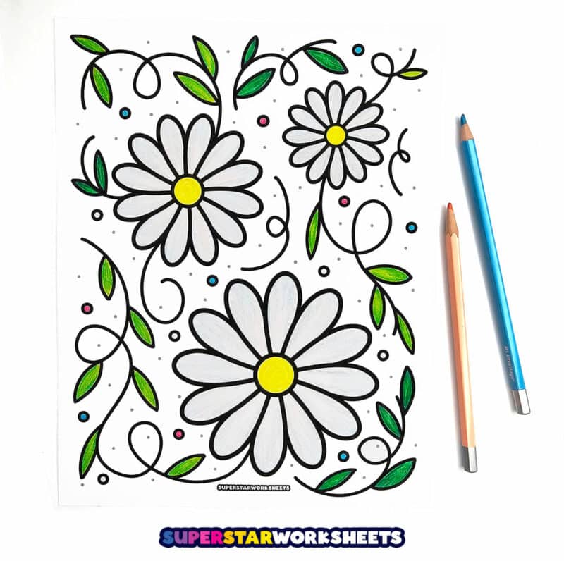 Flower Coloring Pages (Free Printables) - Superstar Worksheets