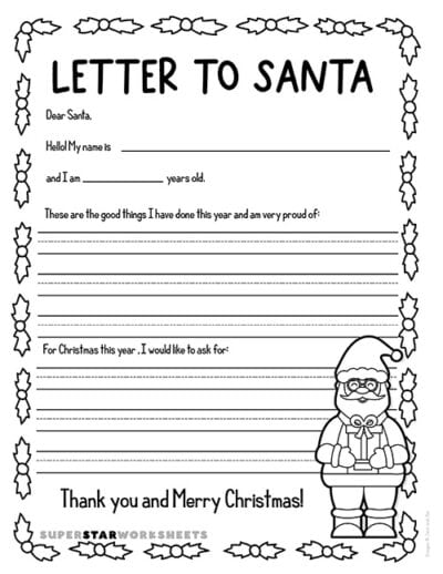 Santa Letter Templates (Free Printables) - Superstar Worksheets