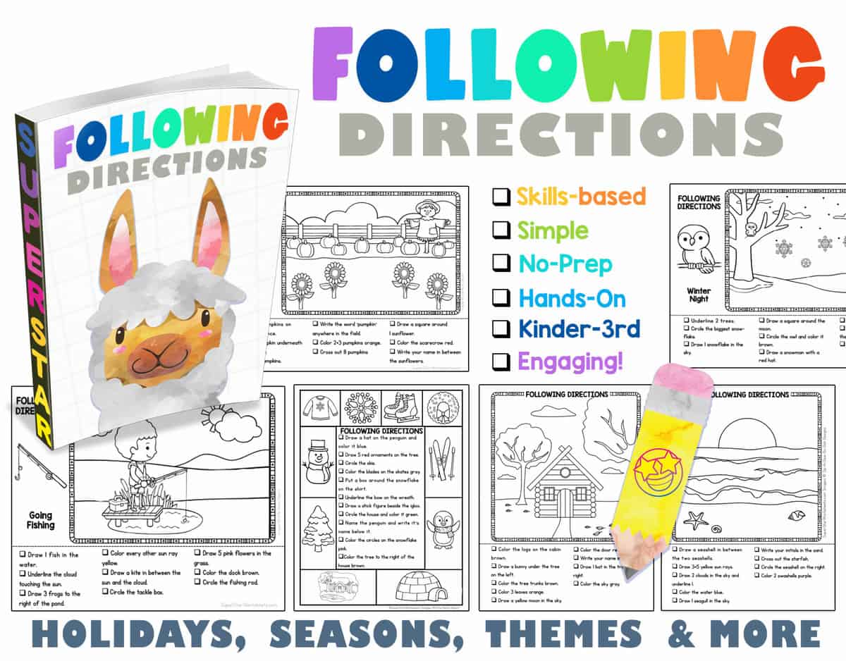 Following Directions Worksheets - Superstar Worksheets