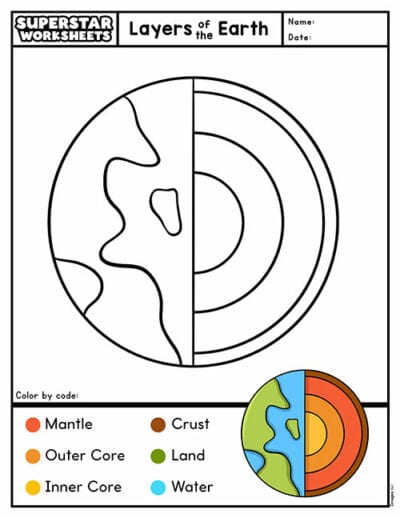 Layers of the Earth Worksheets - Superstar Worksheets