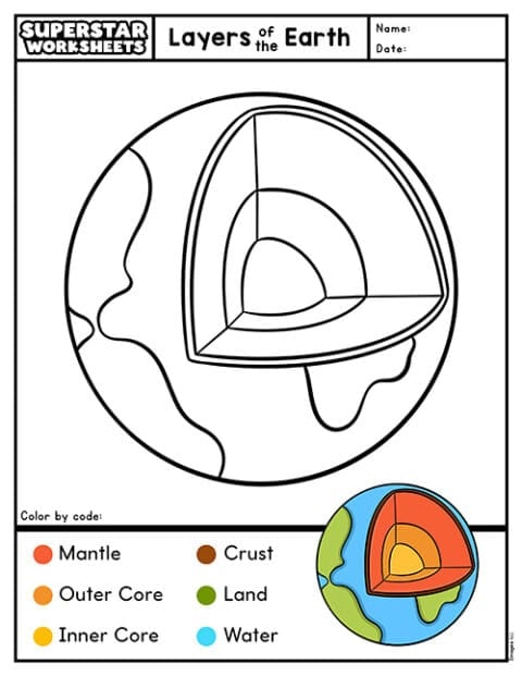 Layers of the Earth Worksheets - Superstar Worksheets