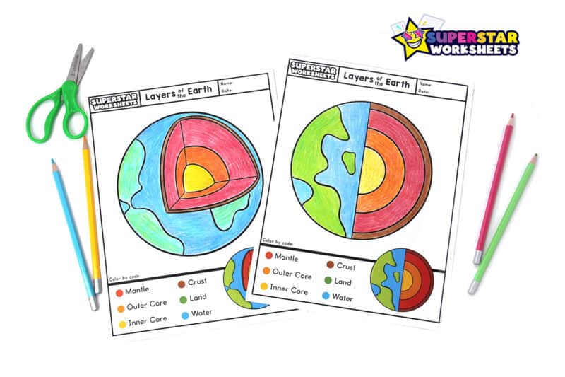 Layers of the Earth Worksheets - Superstar Worksheets