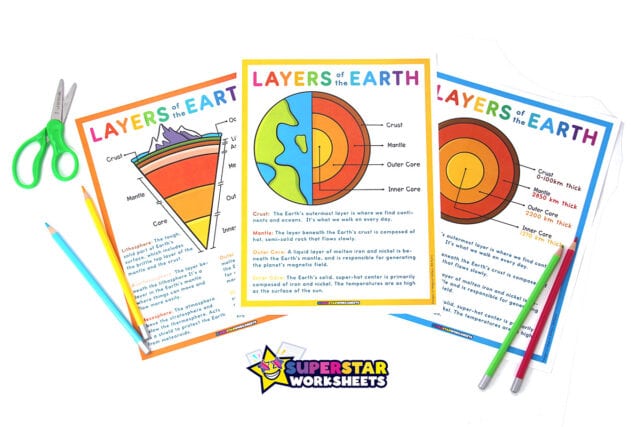 Layers of the Earth Worksheets - Superstar Worksheets