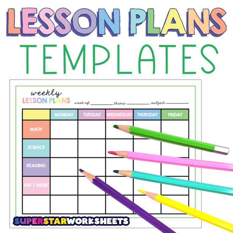 Lesson Plan Template (Free Printables) - Superstar Worksheets