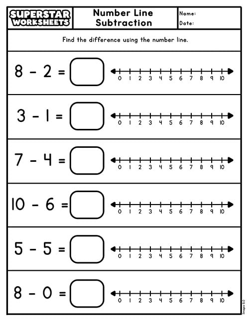 Number Line Subtraction Worksheets Number Line Subtraction Worksheets