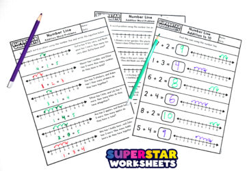 Number Line Addition - Superstar Worksheets