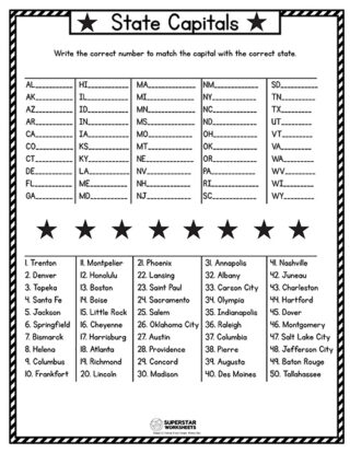USA Map Worksheets - Superstar Worksheets