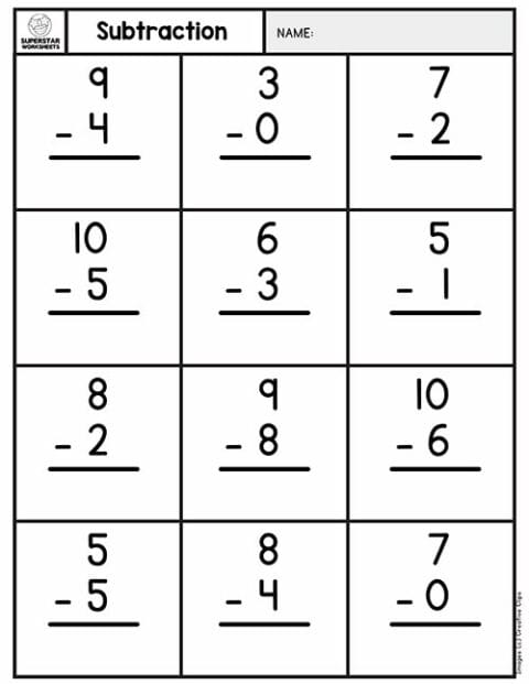 First Grade Subtraction Worksheets - Superstar Worksheets