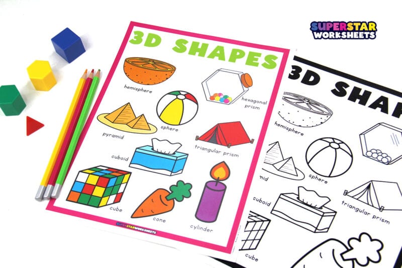 3D Shapes Chart - Superstar Worksheets