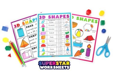 3D Shapes Chart - Superstar Worksheets