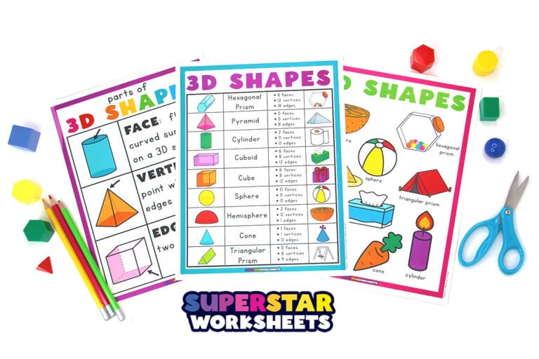 3D Shapes Chart - Superstar Worksheets
