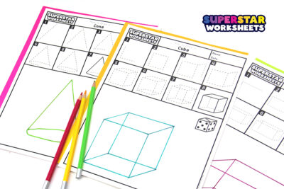 3D Shapes Drawing - Superstar Worksheets