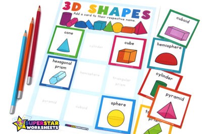 3D Shapes Flashcards - Superstar Worksheets
