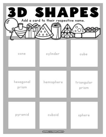 3D Shapes Flashcards - Superstar Worksheets