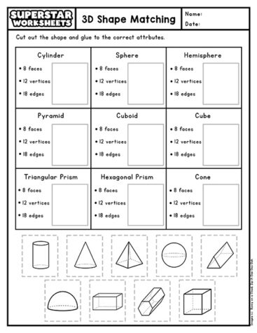 3D Shapes Worksheets - Superstar Worksheets