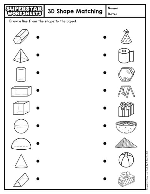 3D Shapes Worksheets - Superstar Worksheets