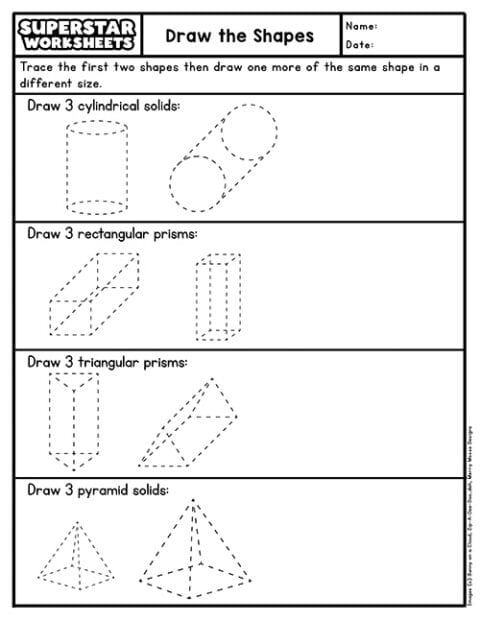 3D Shapes Worksheets - Superstar Worksheets