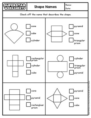 3D Shapes Worksheets - Superstar Worksheets