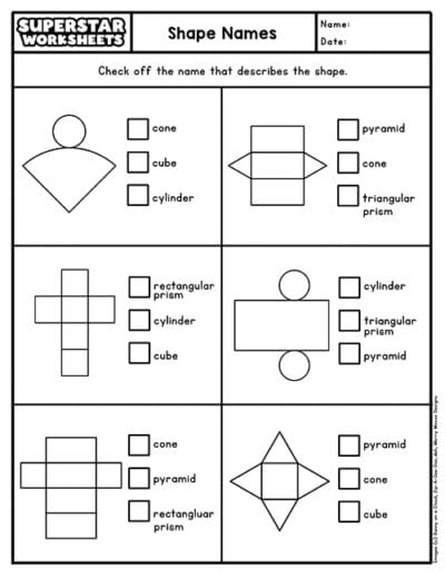 3D Shapes Worksheets - Superstar Worksheets