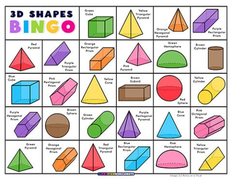 3D Shape BINGO - Superstar Worksheets