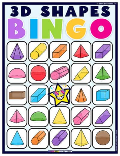 3D Shape BINGO - Superstar Worksheets
