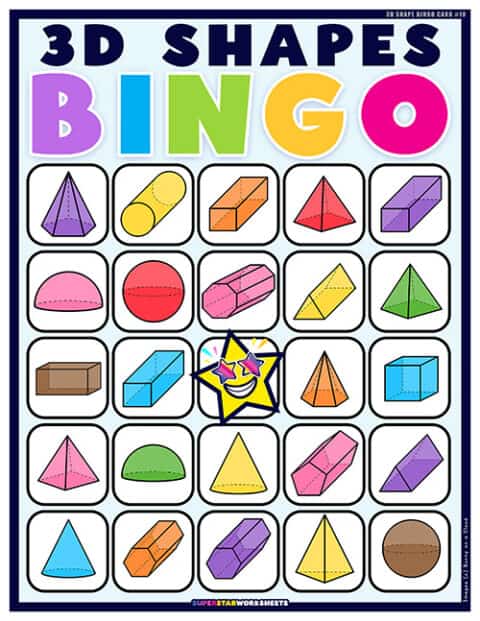 3D Shape BINGO - Superstar Worksheets