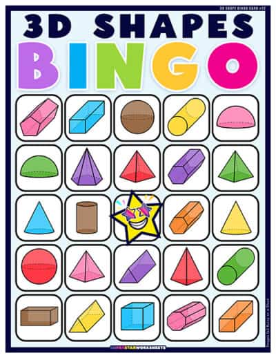 3D Shape BINGO - Superstar Worksheets