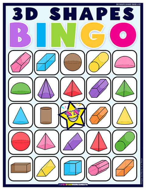 3D Shape BINGO - Superstar Worksheets