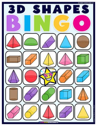 3D Shape BINGO - Superstar Worksheets