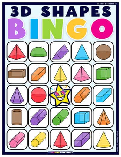 3D Shape BINGO - Superstar Worksheets