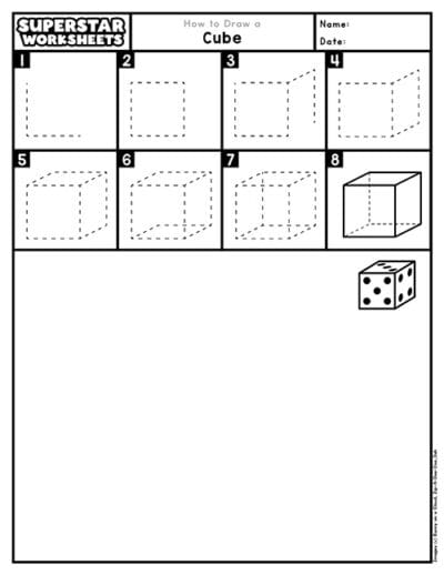 3D Shapes Drawing - Superstar Worksheets