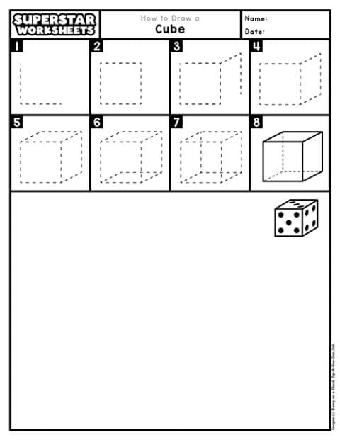 3D Shapes Drawing - Superstar Worksheets