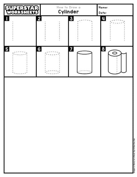 3D Shapes Drawing - Superstar Worksheets