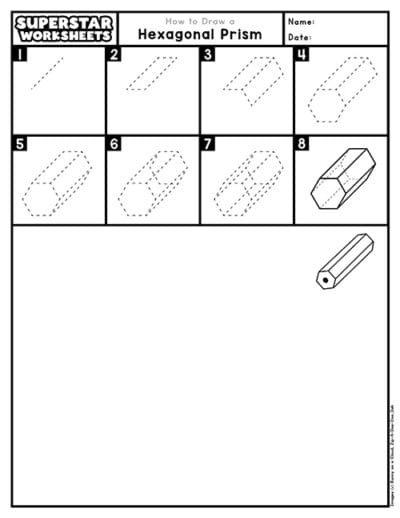 3D Shapes Drawing - Superstar Worksheets