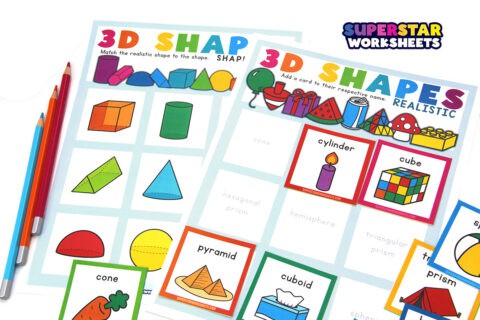 3D Shapes Flashcards - Superstar Worksheets