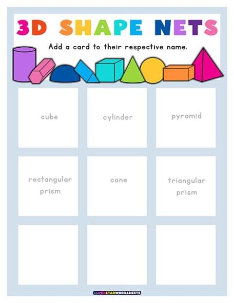 3D Shapes Flashcards - Superstar Worksheets