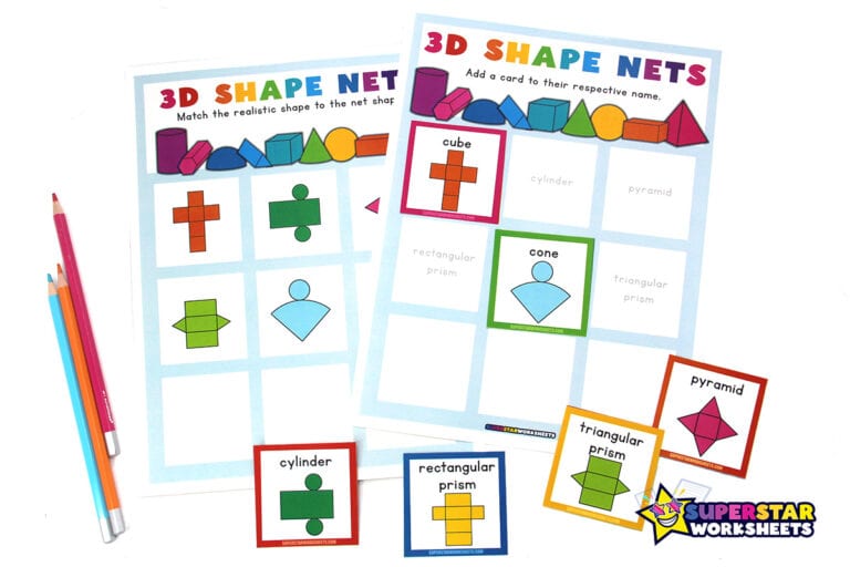 3D Shapes Flashcards - Superstar Worksheets