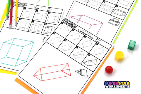 3D Shapes Drawing - Superstar Worksheets